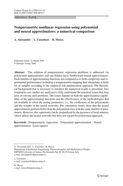 Pdf Nonparametric Nonlinear Regression Using Polynomial And Neural