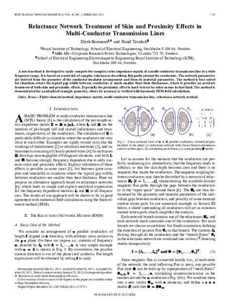 Pdf Reluctance Network Treatment Of Skin And Proximity Effects In