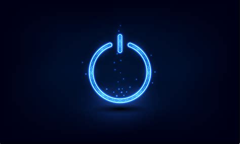 어두운 배경에 낮은 폴리 와이어 프레임 블루 그림에 전원 버튼 개념 선과 점 가상현실에 대한 스톡 벡터 아트 및 기타 이미지 가상현실 개념 개념과 주제 Istock