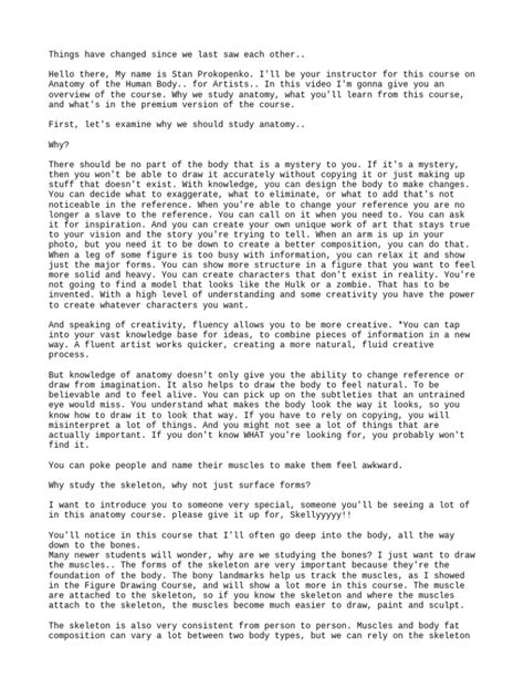 Introduction To Human Anatomy Premium Transcript Pdf Skeleton Anatomy