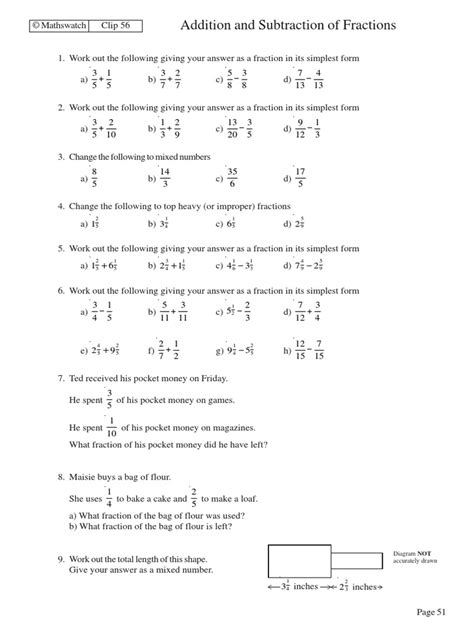 Clip 56 Addition And Subtraction Of Fractions Pdf Mathematical Concepts Lexicology