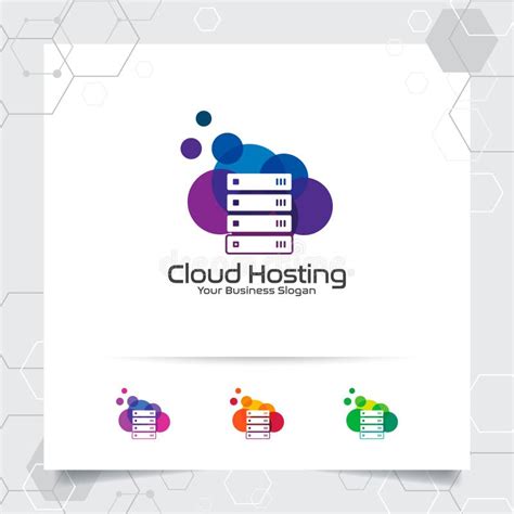 Cloud Hosting Logo Vector Design With Concept Of Server And Cloud Icon Cloud Server Vector