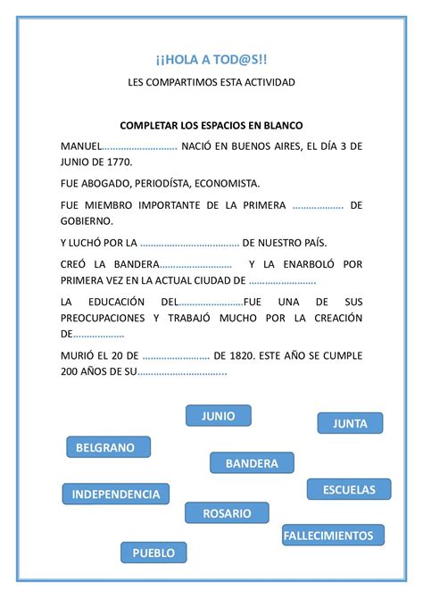 Calam O Completar Los Espacios En Blanco