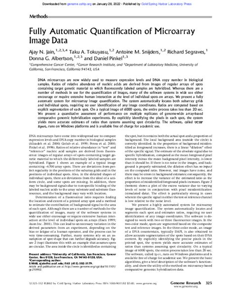 Pdf Fully Automatic Quantification Of Microarray Image Data