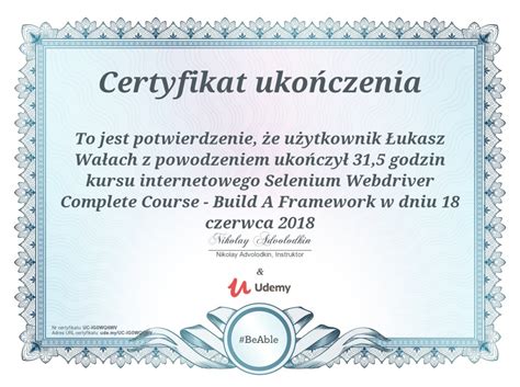 Łukasz Wałach On Linkedin Completion Certificate For Selenium