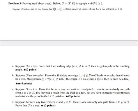Solved Problem Proving Stuff About Trees Below G V E Chegg