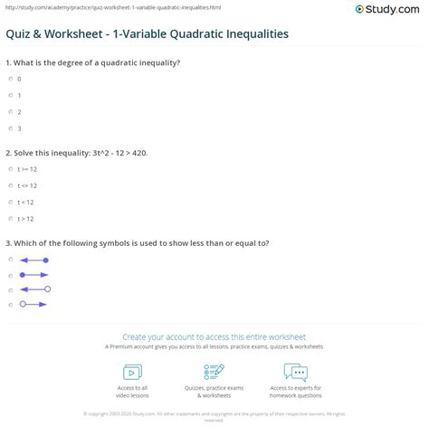 Free Solving Quadratic Inequalities Worksheet Download Free Solving