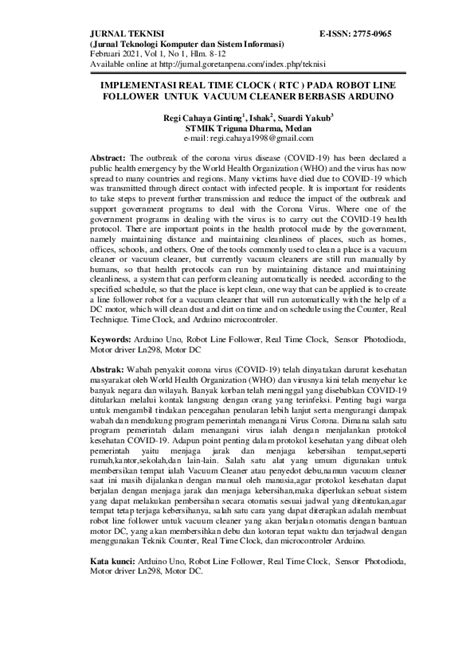 Pdf Implementasi Real Time Clock Rtc Pada Robot Line Follower