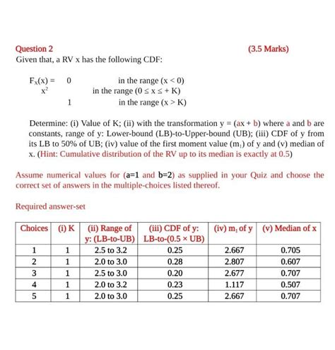 Solved Question 2 3 5 Marks Given That A RV X Has The Chegg Com