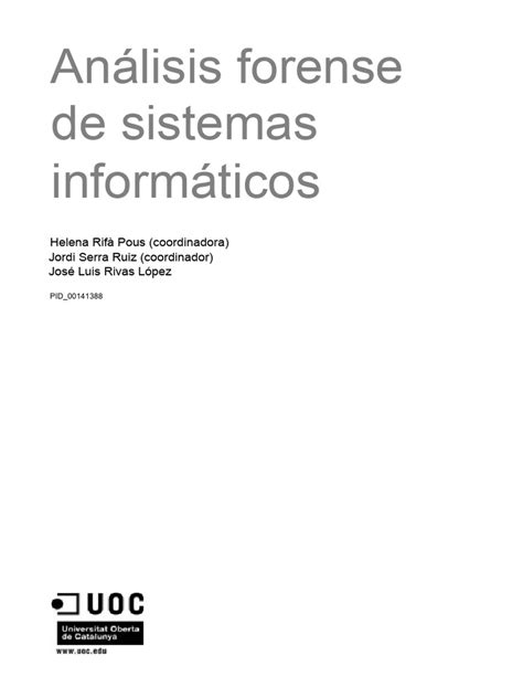 Analisis Forense De Sistemas Informaticos Pdf Archivo De