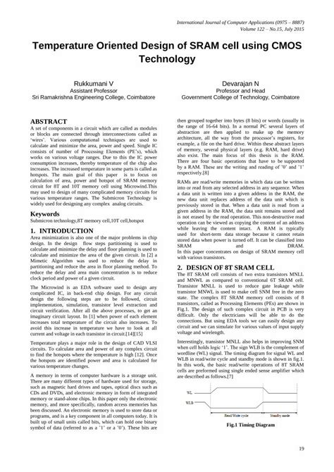 Pdf Temperature Oriented Design Of Sram Cell Using Cmos Technology · The Microwind Is An Eda