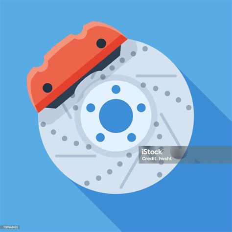 캘 리 퍼 아이콘이 있는 벡터 브레이크 디스크 평면 스타일의 다채로운 자동차 부품 그림 브레이크에 대한 스톡 벡터 아트 및 기타 이미지 브레이크 캘리퍼 디스크
