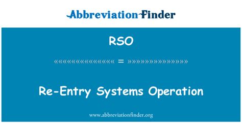 Rso 代表 重返大气层系统操作 Re Entry Systems Operation