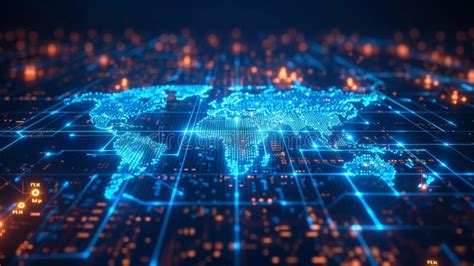 Global Digital Network With Glowing Blue Connections Stock Illustration Illustration Of