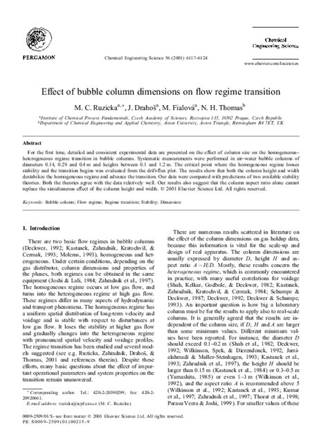 Pdf Effect Of Bubble Column Dimensions On Flow Regime Transition
