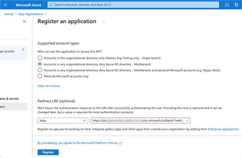 compose sso for azure data sources register an application in