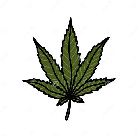 Cannabis Leaf Doodle Icon Vector Color Line Illustration Stock Vector