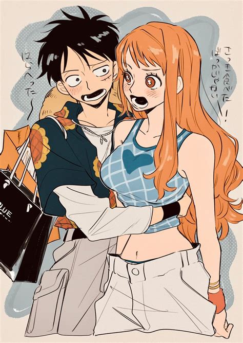 Nami And Monkey D Luffy One Piece Drawn By Ten05612 Danbooru
