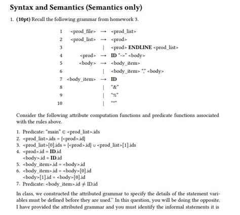 Solved Syntax And Semantics Semantics Only 10pt Recall Chegg