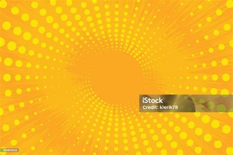 노란색 측면 해치 하프톤 효과입니다 빈티지 팝 아트 복고풍 벡터 일러스트 레이 션 빨간색 배경에 대한 스톡 벡터 아트 및 기타 이미지 빨간색 배경 주황색 노랑
