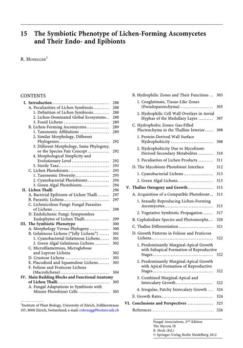Pdf Lichen Forming Fungi And Their Photobionts