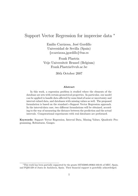 Pdf Support Vector Regression For Imprecise Data