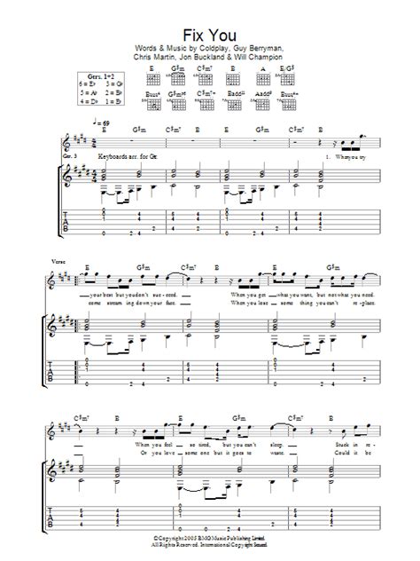 Guitar Chords Fix You