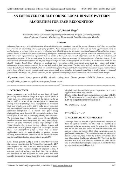 Pdf An Improved Double Coding Local Binary Pattern Algorithm For Face