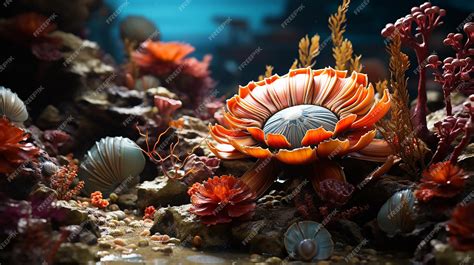 Premium Ai Image Underwater Realism Small Shellfish Habitat