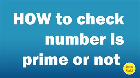 How To Check Number As Prime Youtube