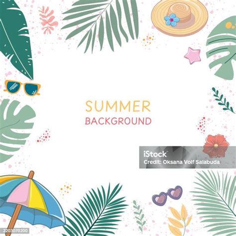 손으로 그린 열대 지방의 나뭇잎 꽃과 함께 벡터 여름 배경 계절별 배너 소셜 미디어 포스터 배너 게시물 표지 초대장에 적합합니다 여름에 대한 스톡 벡터 아트 및 기타 이미지