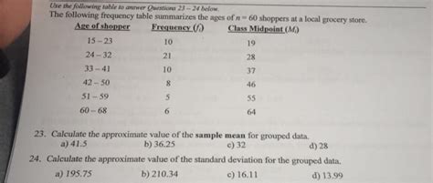 Solved Use The Following Table To Answer Questions 23 24