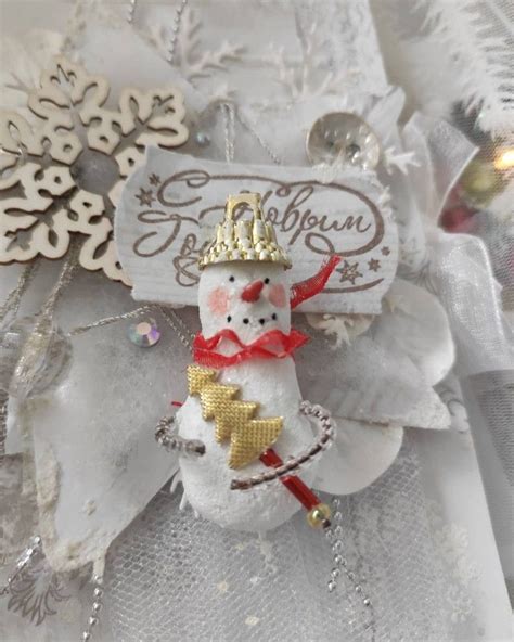 Снеговик ёлочная игрушка из ваты