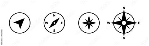 Compass Icons Set Arrow Compass Icon Sign And Symbol Stock Vector Adobe Stock