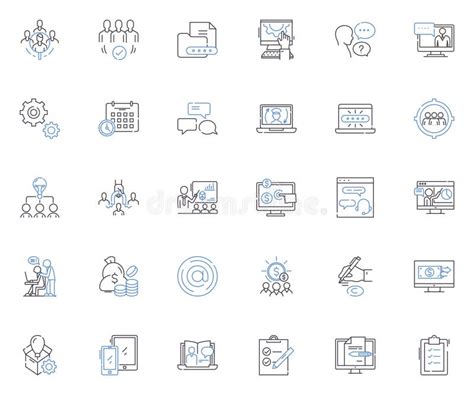 Uniting Corporations Line Icons Collection Collaboration Partnership Alliance Synergy