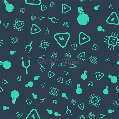 Set High Voltage Light Bulb With Concept Of Idea Electric Cable And Processor With