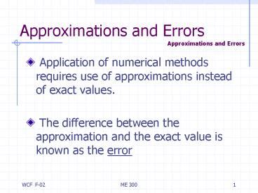 Approximations And Errors Presentation Free To View