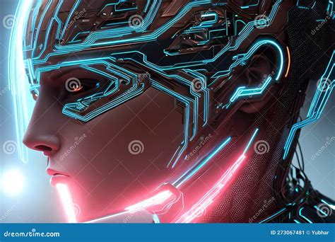 Cybernetic Circuitry This Image Of Glowing Red And Blue Lines Suggests The Intricate Circuitry