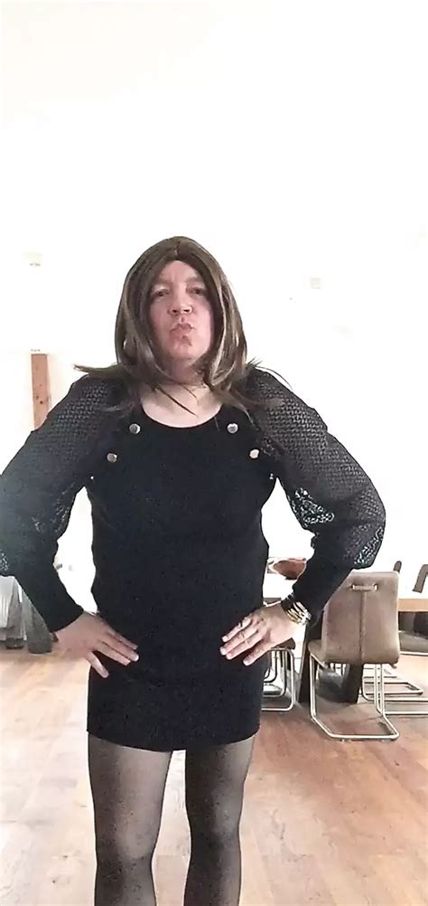 Nicki Crossdress In A Black Mini Dress Black Pantyhose And Sneaker Shemale Porn Xhamster