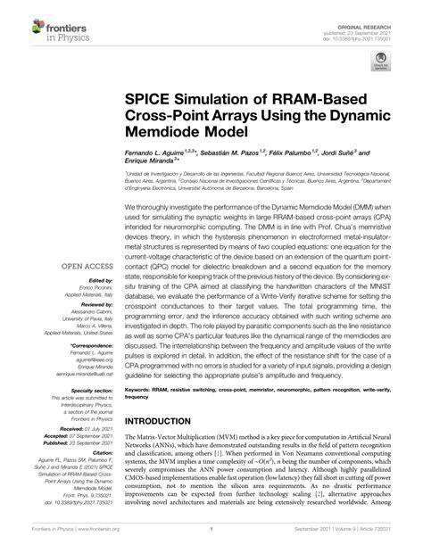 Pdf Spice Simulation Of Rram Based Cross Point Arrays Using The