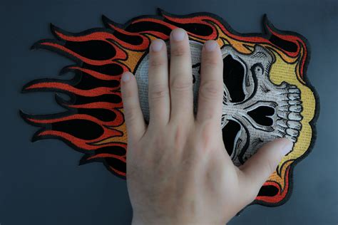 Flaming Tattoo Skull Large Back Patch By Ivamis Patches