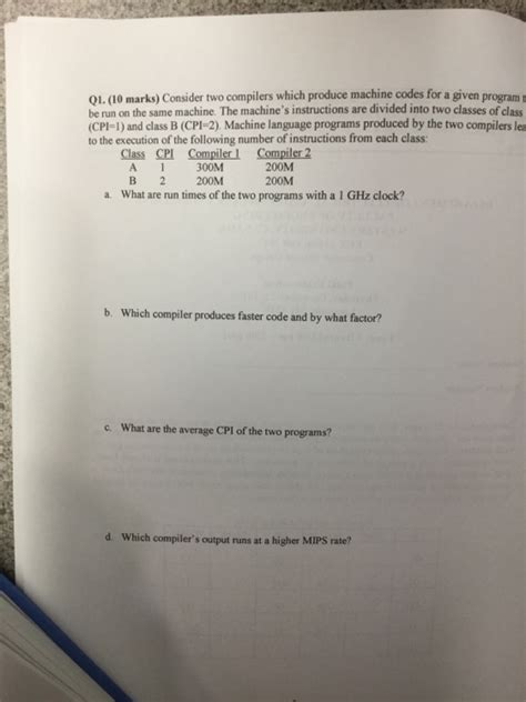 Solved Q1 10 Marks Consider Two Compilers Which Produce