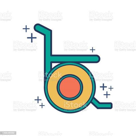 휠 의자 아이콘 벡터 일러스트 레이 션 글리프 스타일 디자인 색상과 더하기 기호 흰색 배경에 고립되어 있습니다