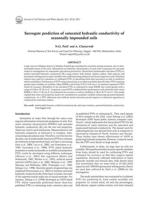 Pdf Surrogate Prediction Of Saturated Hydraulic Conductivity Of