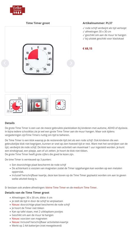 Time Timer Original Klein Middel Groot Max Pocket Vaph