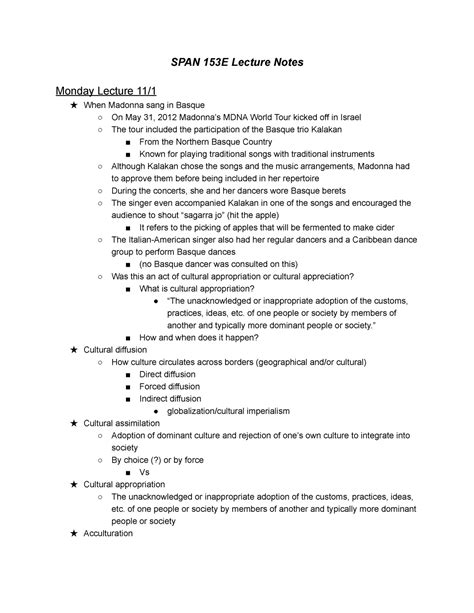 SPAN 153E Lecture Notes 11 1 SPAN 153E Lecture Notes Monday Lecture 11 When Madonna Sang In