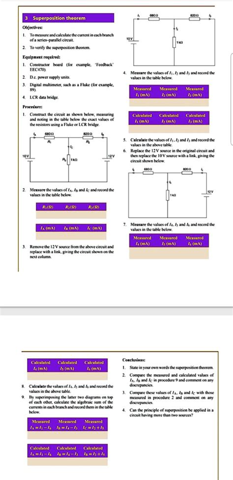 SOLVED Texts Superposition Theorem Objectives To Measure And Calculate The Current In Each
