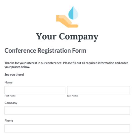 Conference Registration Form Template Formstack