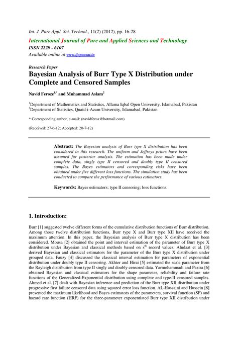 Pdf Bayesian Analysis Of Burr Type X Distribution Under Complete And Censored Samples