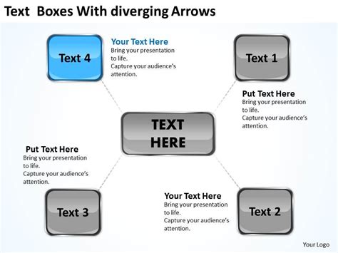 Text Boxes With Diverging Arrows Cycle Process Diagram PowerPoint Templates PowerPoint Slide